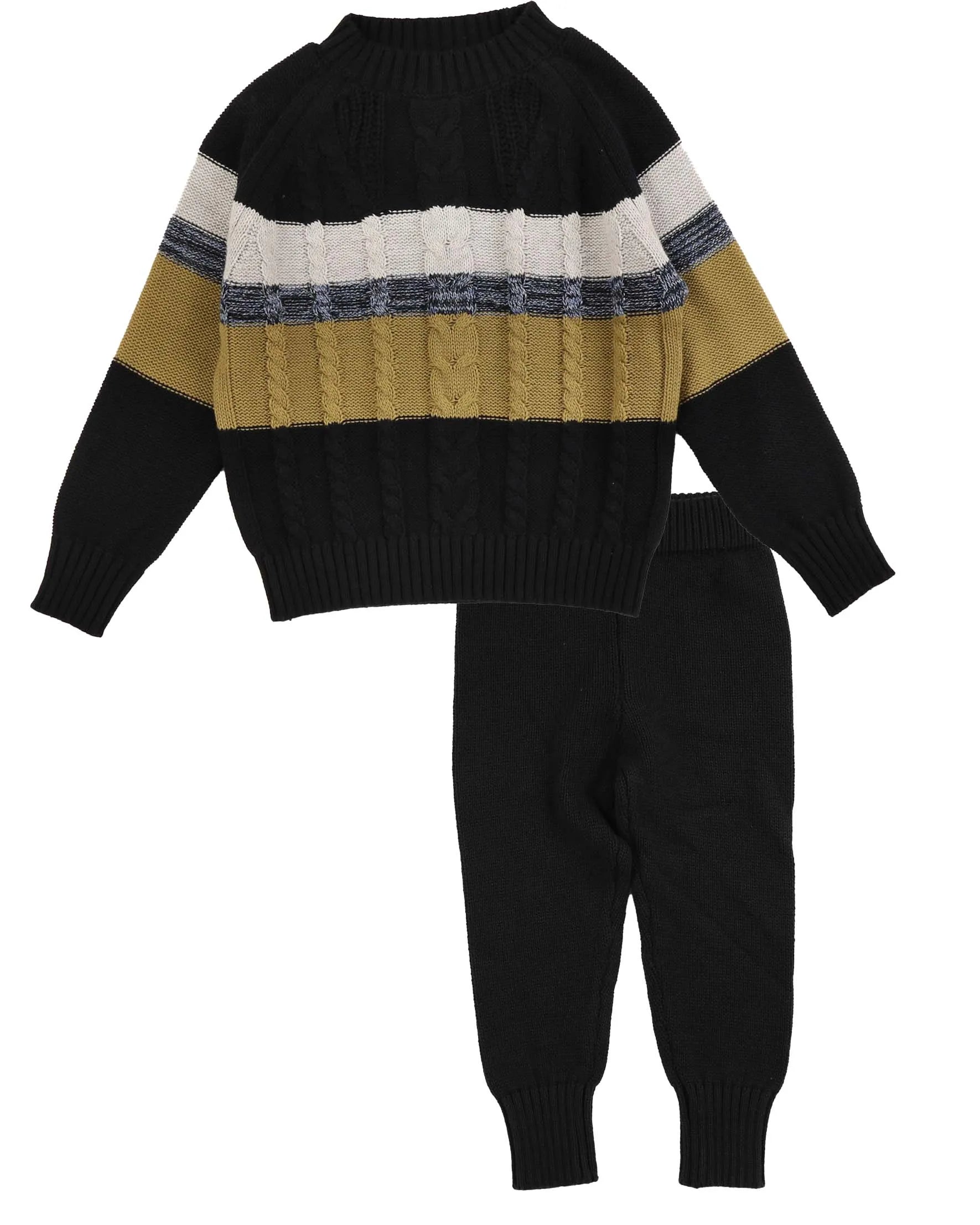 NAVY CABLE STRIPE RAGLAN BABY SET – Belati Kid